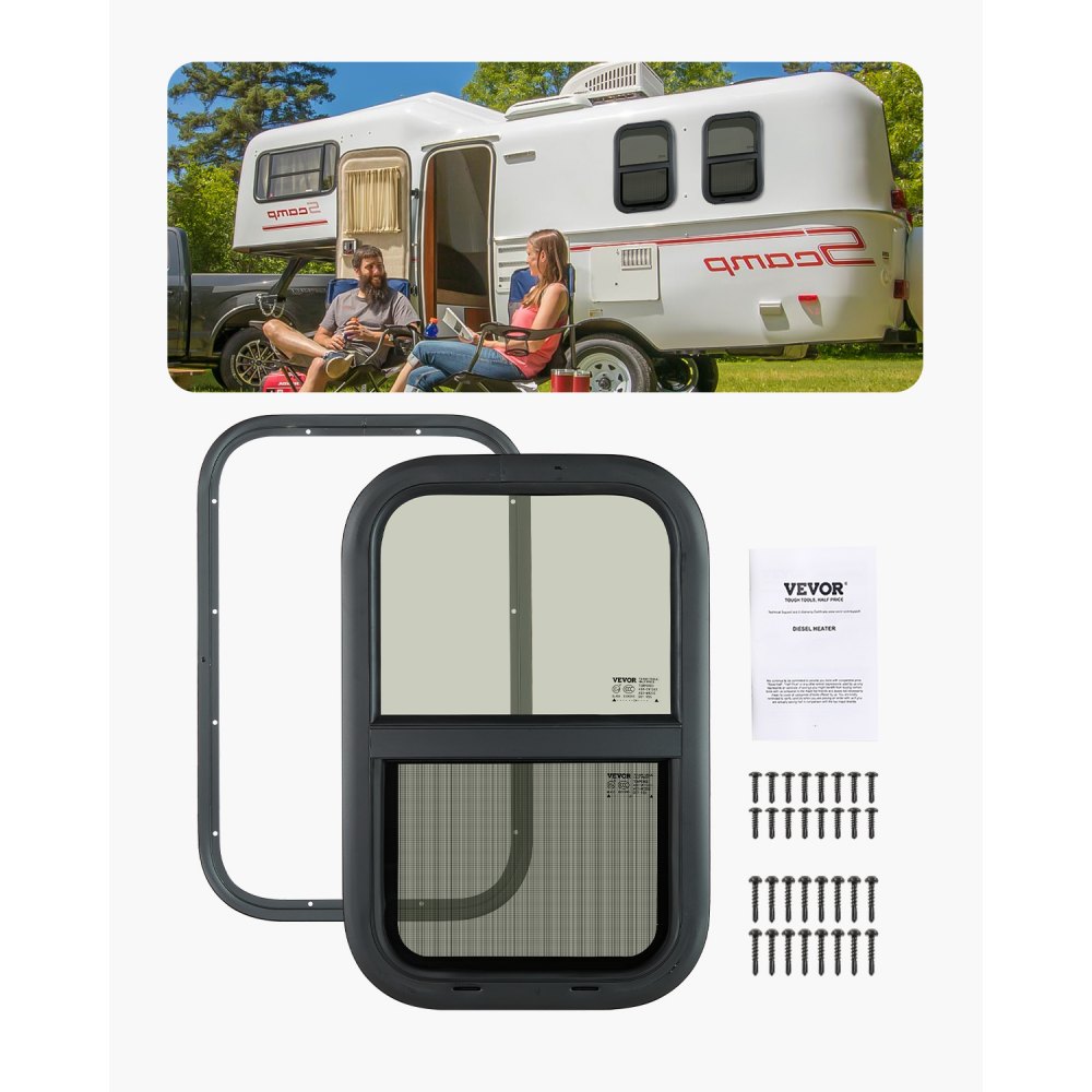 Vertical RV Window 14" W x 22" H Tinted Sliding RV Window & Net Screen ...