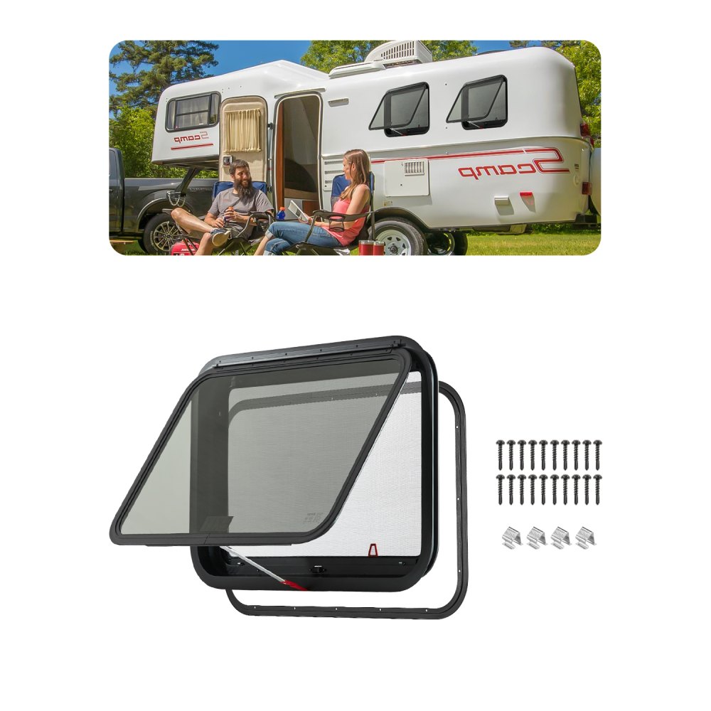Exit RV Window 30" W x 20" H Emergency Push Out Window W/ Screen & Ring Cargo | VEVOR US