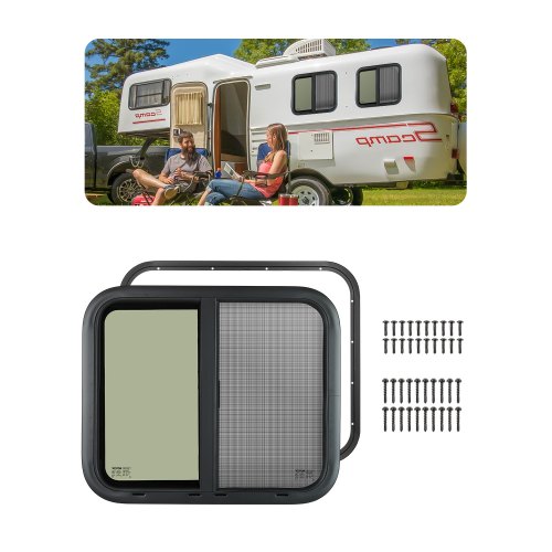 Horizontal RV Window 24"W x 20"H Tinted Sliding RV Window & Net Screen ...