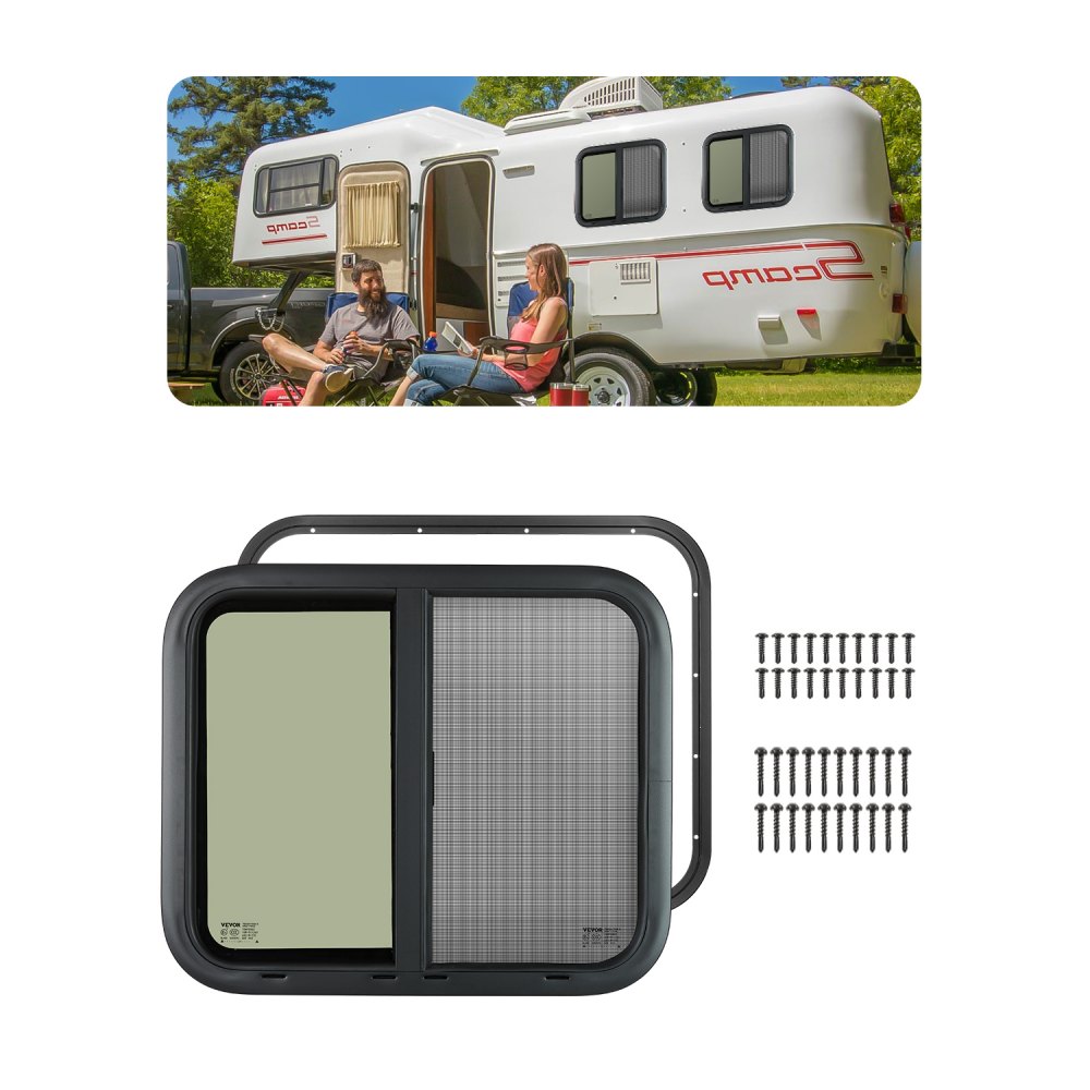 Horizontal RV Window 24"W x 20"H Tinted Sliding RV Window & Net Screen ...