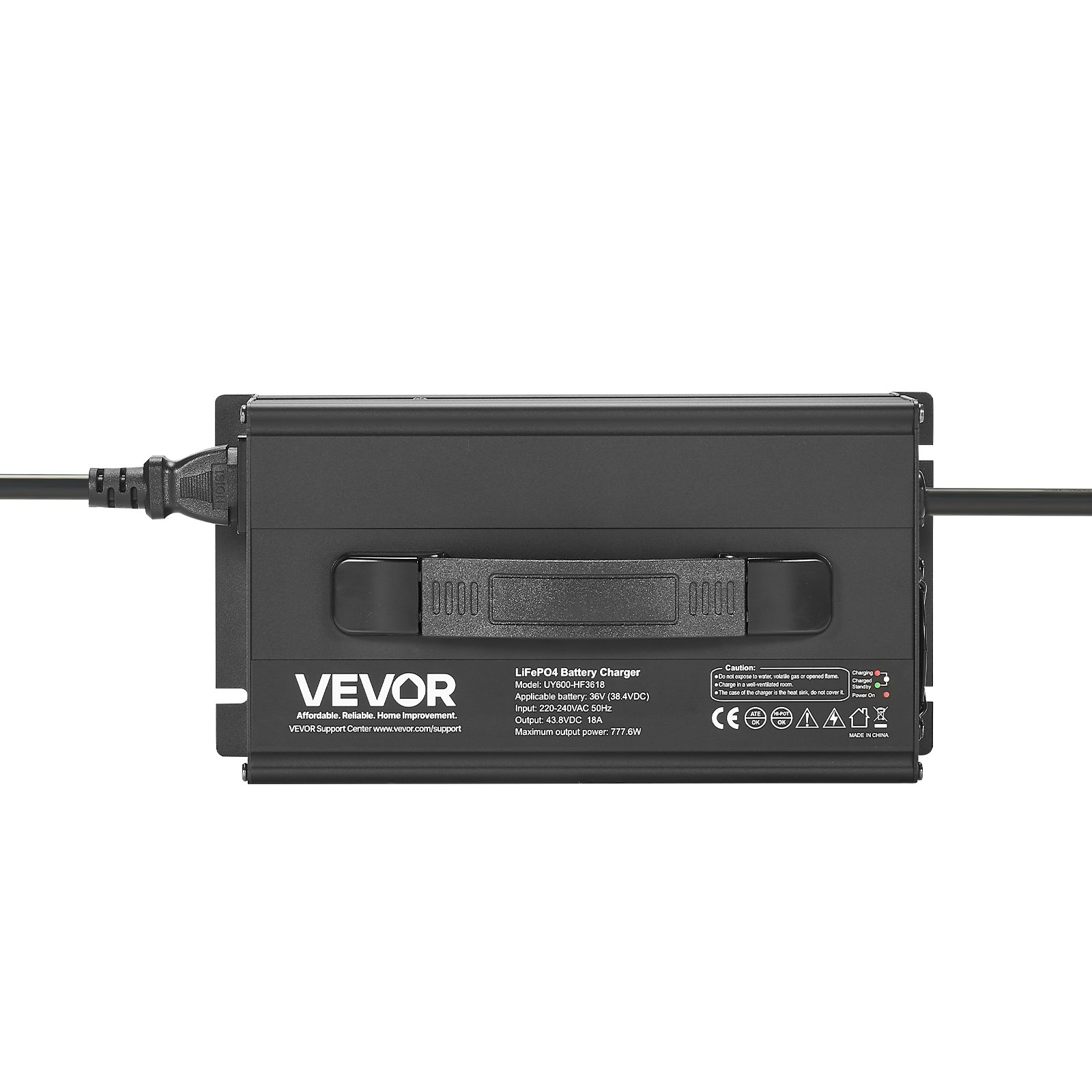 VEVOR 36V 18A Lithium Battery Charger, 43.8V, AC-DC LiFePO4 Smart ...