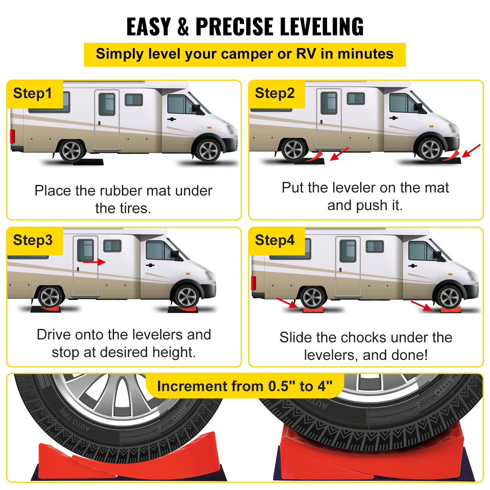 VEVOR Camper Leveler, 14 Pack, HDPE RV Leveling Blocks, Includes Two ...