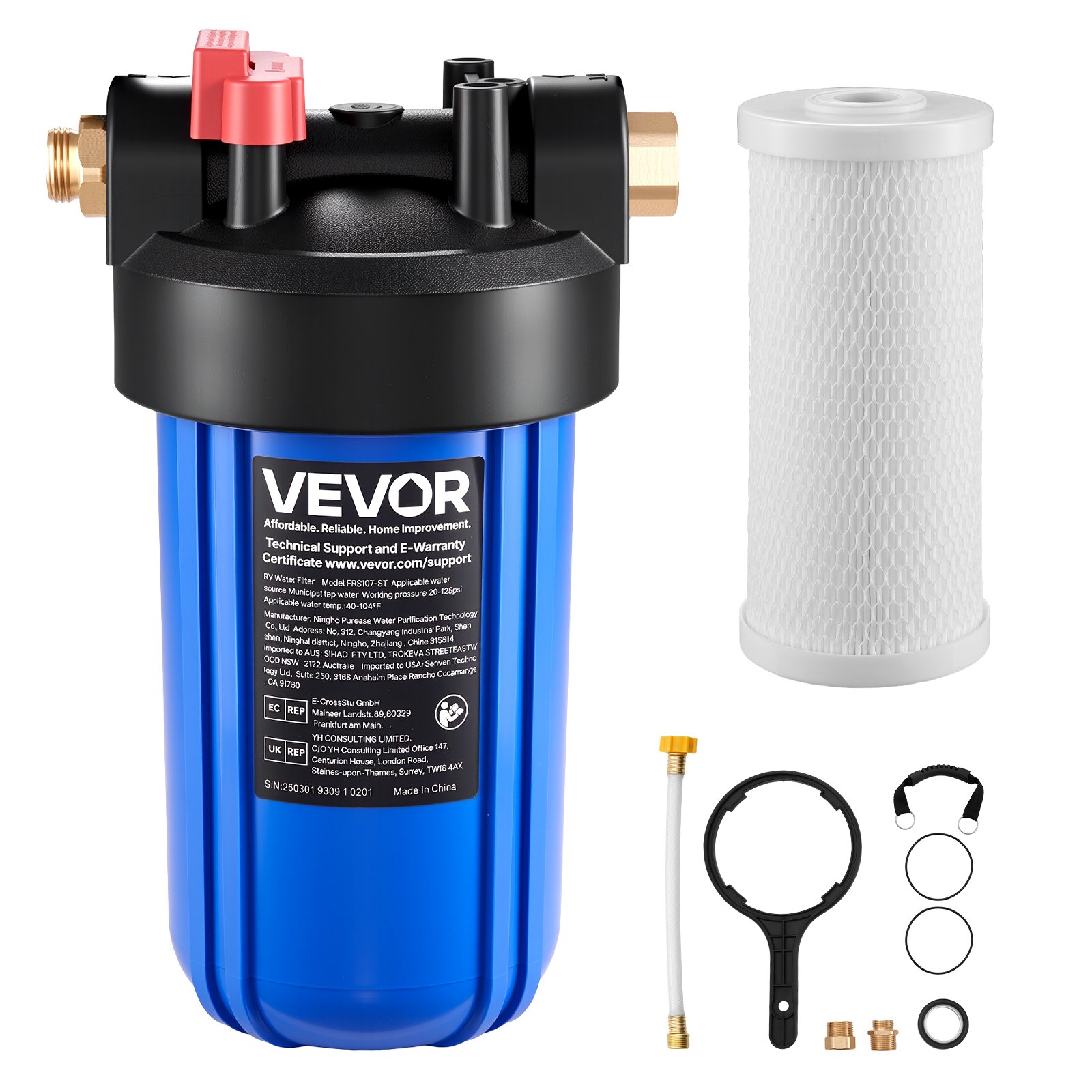 VEVOR RV Water Filter System – 4-Stage, 5-Micron, 3.2 GPM
