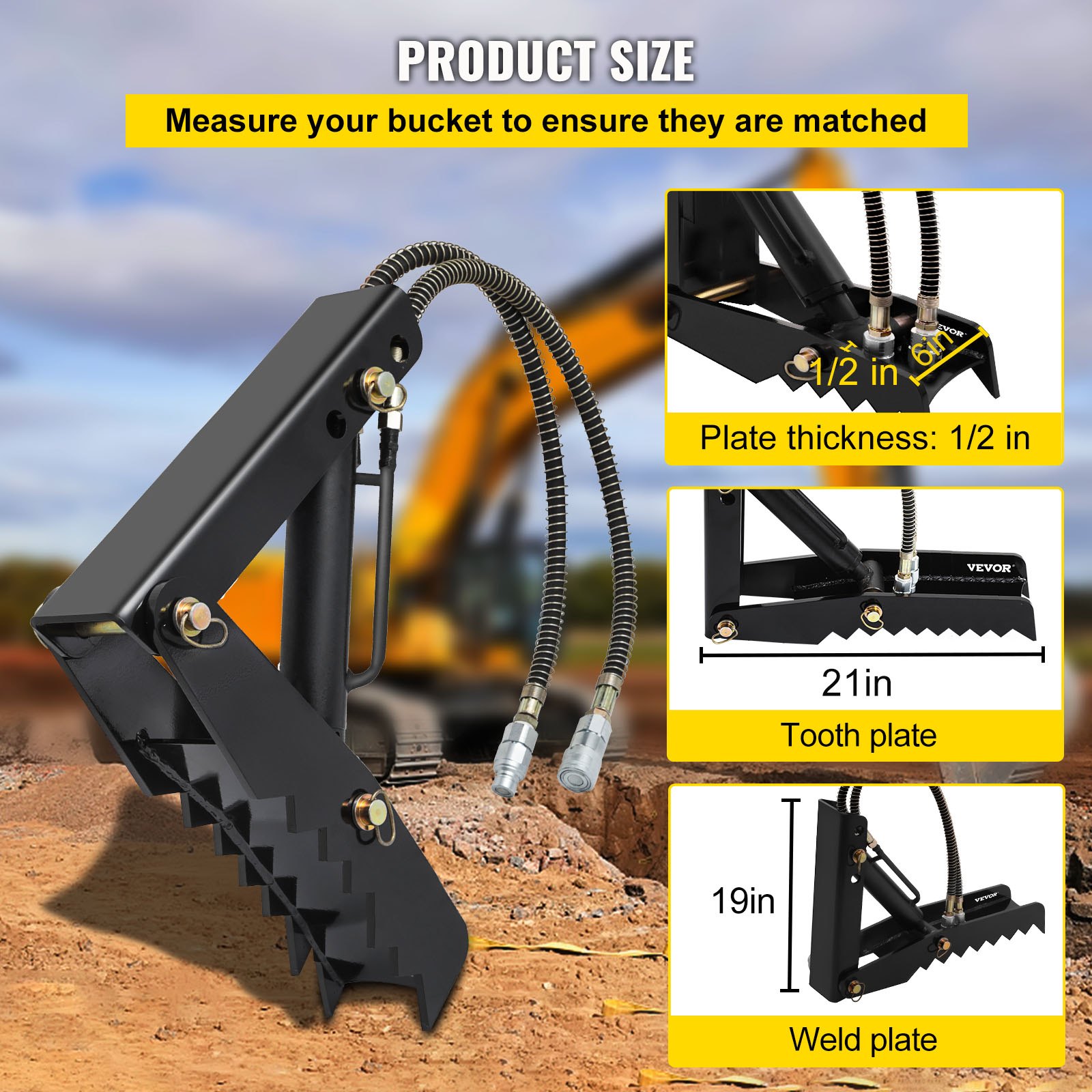 VEVOR Backhoe Thumb 21 inch Hydraulic Backhoe Excavator Thumb ...