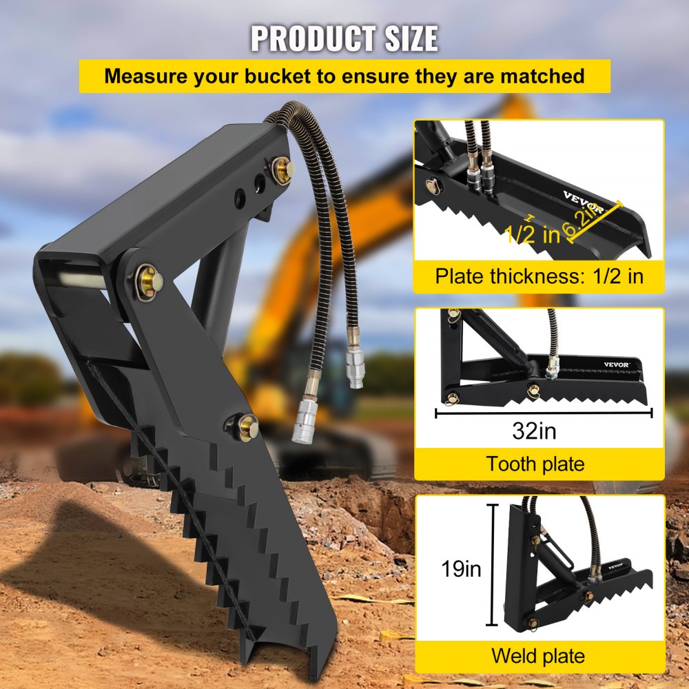VEVOR Backhoe Thumb 32 inch Hydraulic Backhoe Excavator Thumb ...