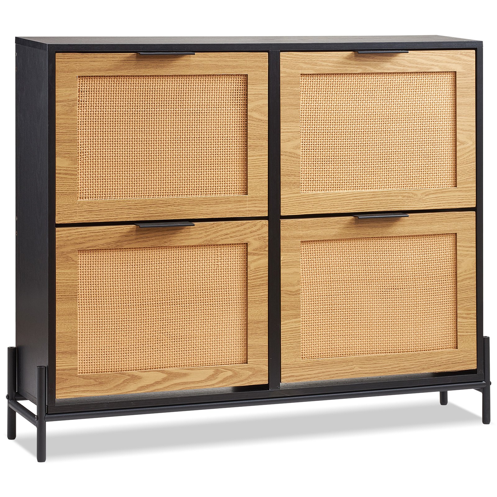 VEVOR Rattan Shoe Storage Cabinet – 4 Flip Drawers, 15mm