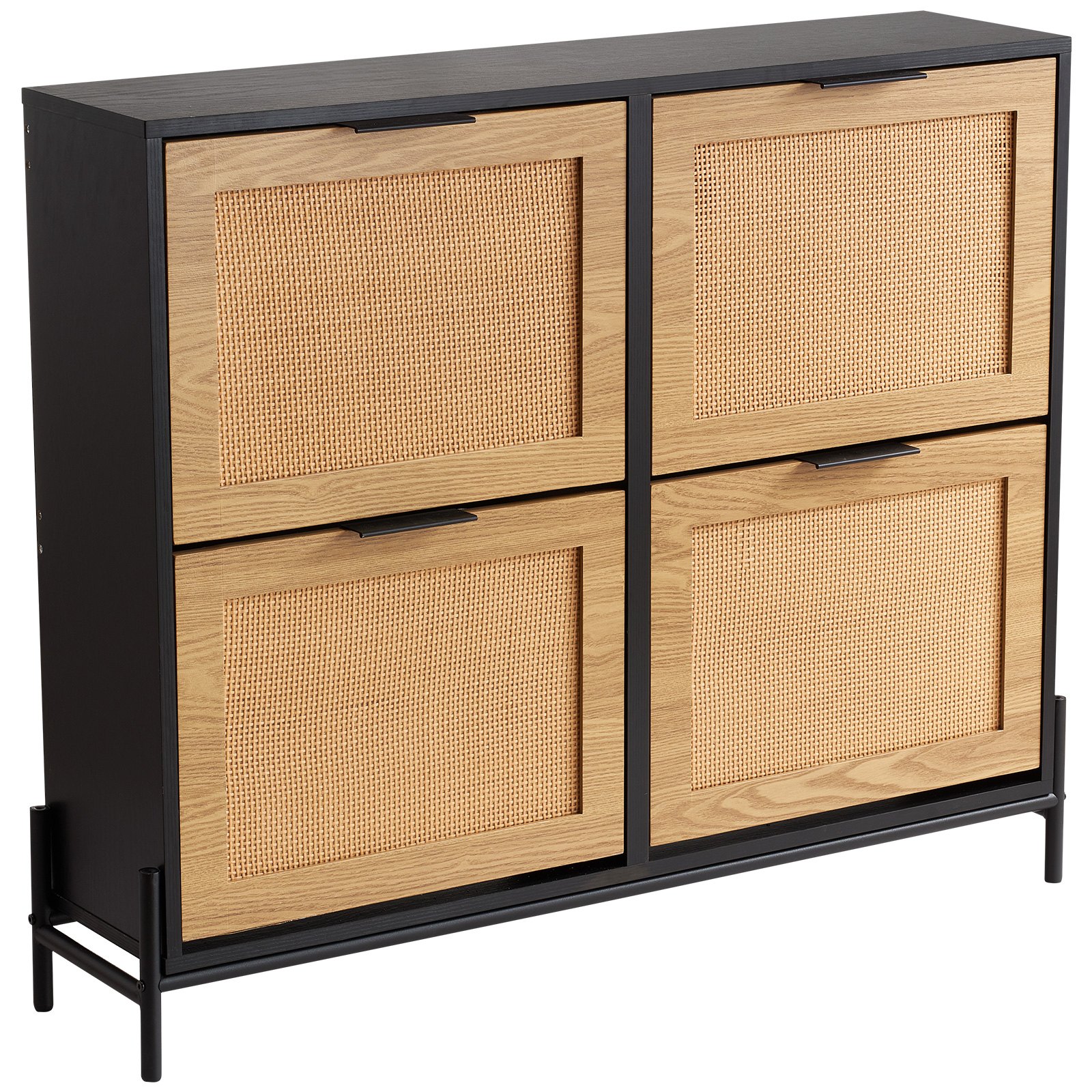 VEVOR Rattan Shoe Storage Cabinet – 4 Flip Drawers, 15mm