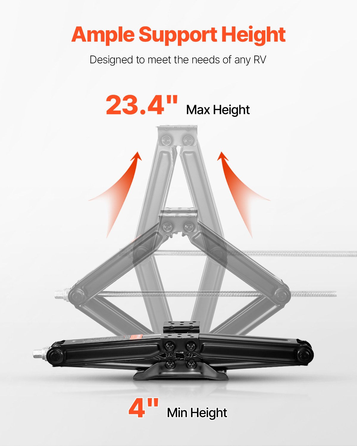 VEVOR 9000 lbs RV Scissor Jacks, 4-23.4 in RV Stabilizer Leveling ...