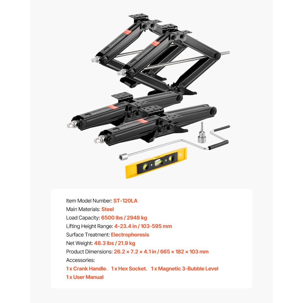 VEVOR Scissor Jacks for Campers – 6500 lbs, 4 to 23.4 in