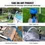 VEVOR Backwash Hose, 2 in x 50 ft, Heavy-Duty PVC Flat Pool Discharge Hose with Clamps, Weather ...
