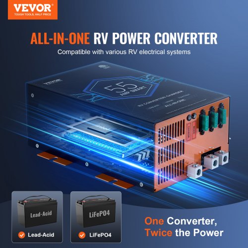 VEVOR RV Converter 55 Amp 110V AC to 12V DC RV Power Converter Battery ...