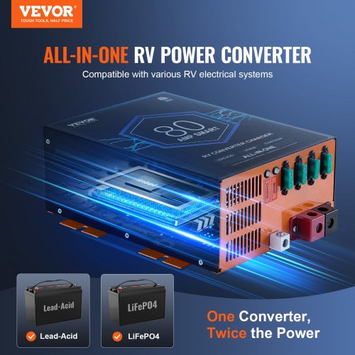 VEVOR RV Converter 80 Amp 110V AC to 12V DC RV Power Converter Battery ...