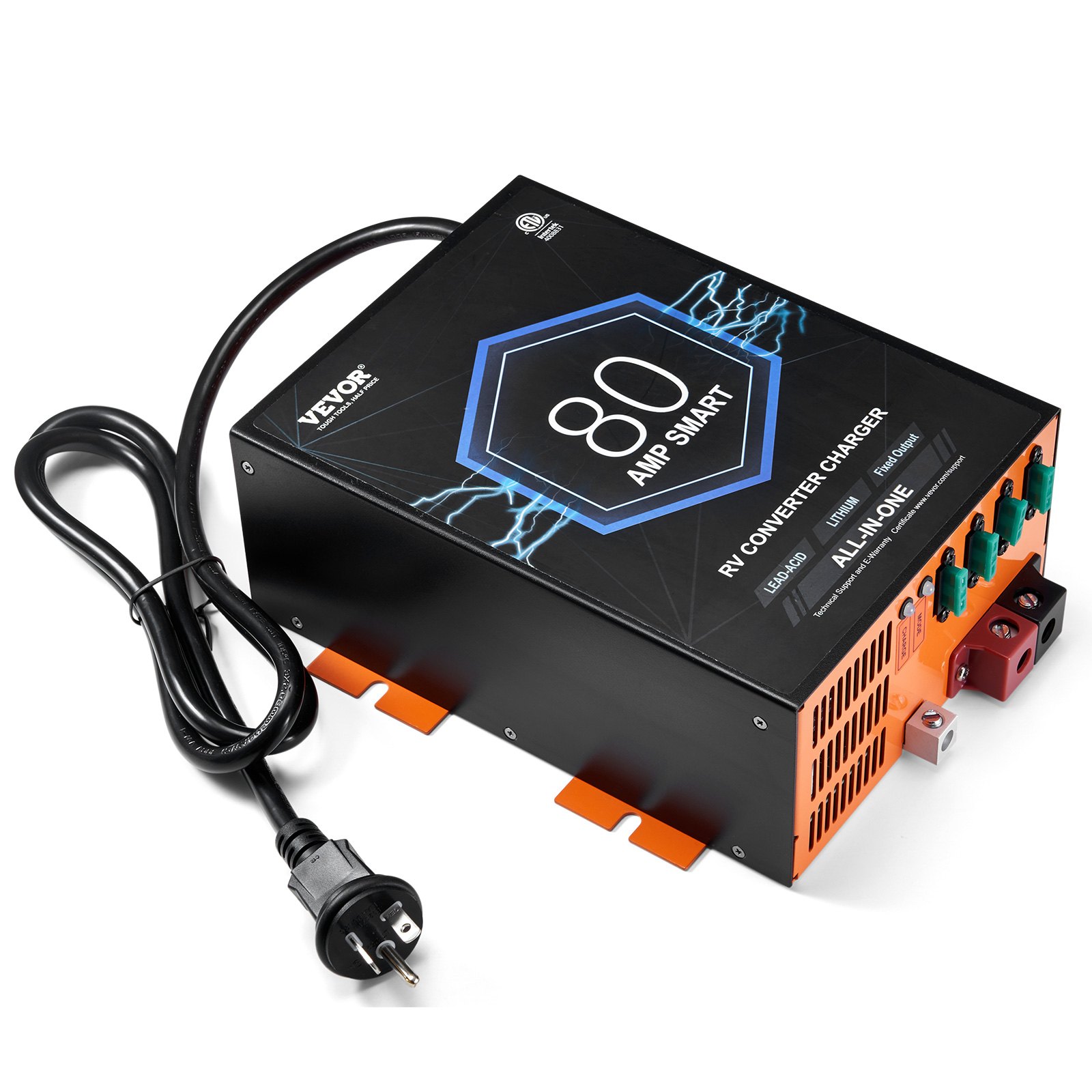 VEVOR RV Converter 80 Amp 110V AC to 12V DC RV Power Converter Battery ...