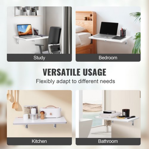 VEVOR Wall Mounted Folding Table, Wall Mount Drop Leaf Tables, Wooden ...