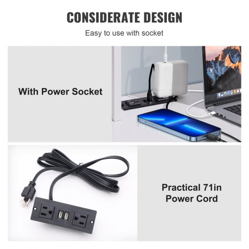 VEVOR Wall Mounted Floating Desk, Wall Mount Computer Desk With Power ...