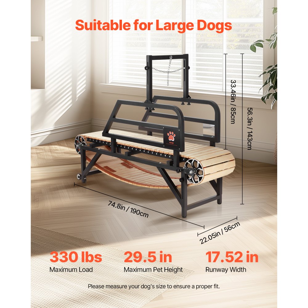 VEVOR Dog Treadmill for Large Dogs, 330 lbs Weight Capacity, 17.52 ...