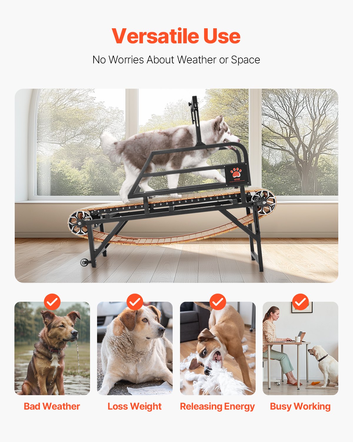 VEVOR Dog Treadmill for Large Dogs, 330 lbs Weight Capacity, 17.52 ...