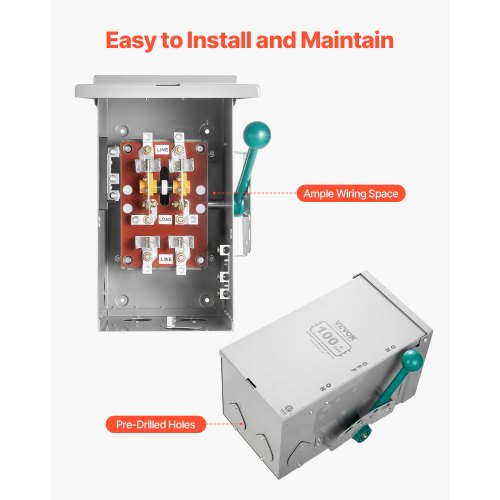 100A Generator Transfer Switch 24000W Manual Transfer Switch 120/240V ...