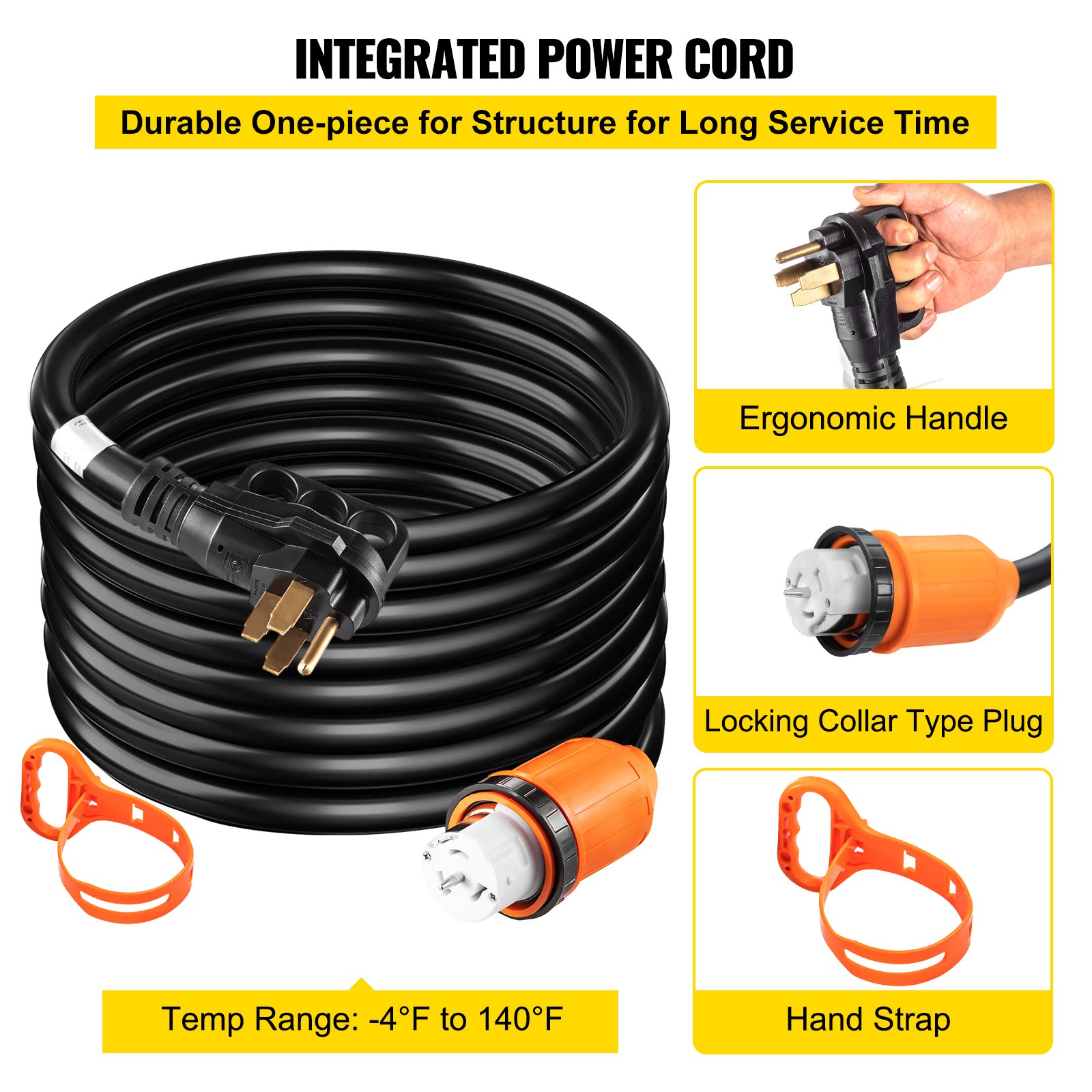 VEVOR Heavy Duty Generator Cord, 10 Feet Generator Power Cord, 50AMP ...
