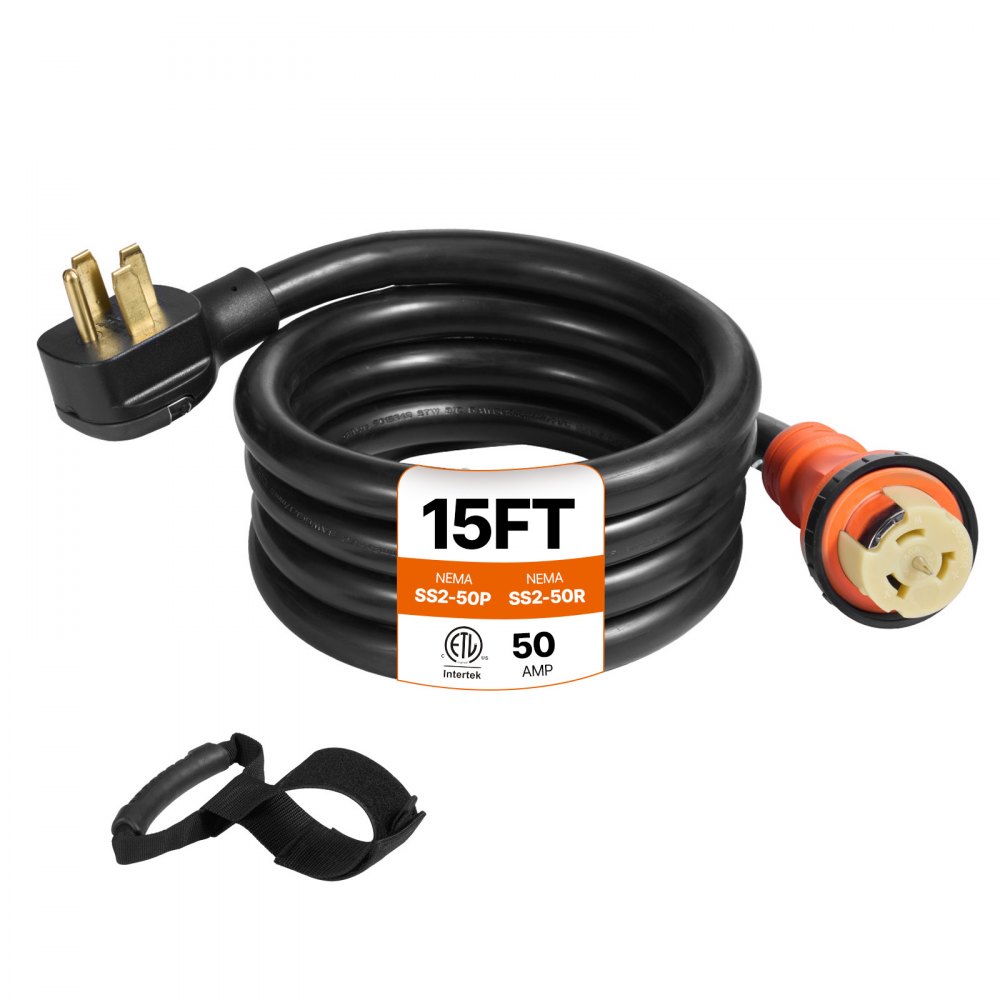 VEVOR Generator Cord, 15FT Generator Power Cord w/ Plug in & Out Pin of ...