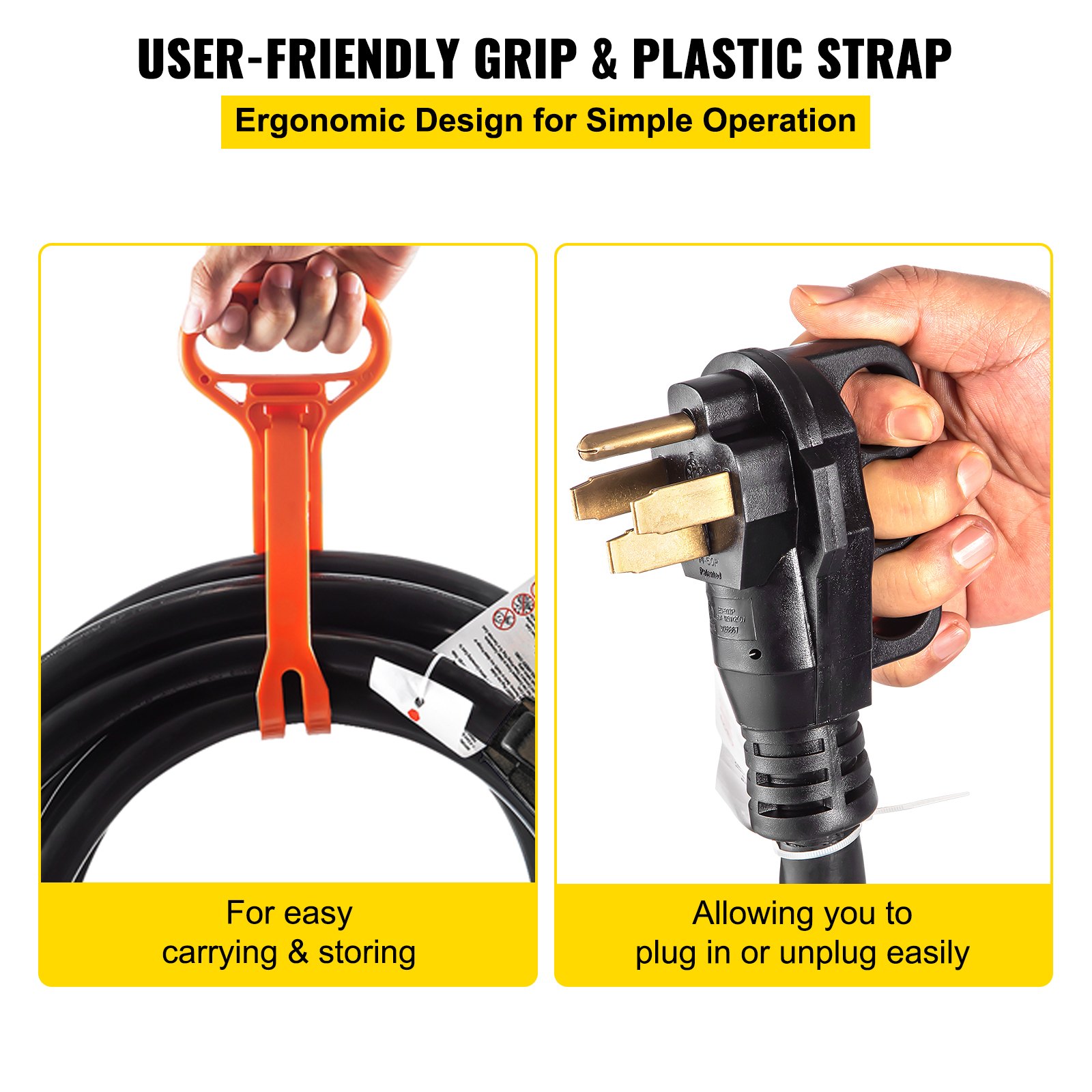 VEVOR Generator Cord, 30' Generator Power Cord w/ Plug in & Out Pin of ...