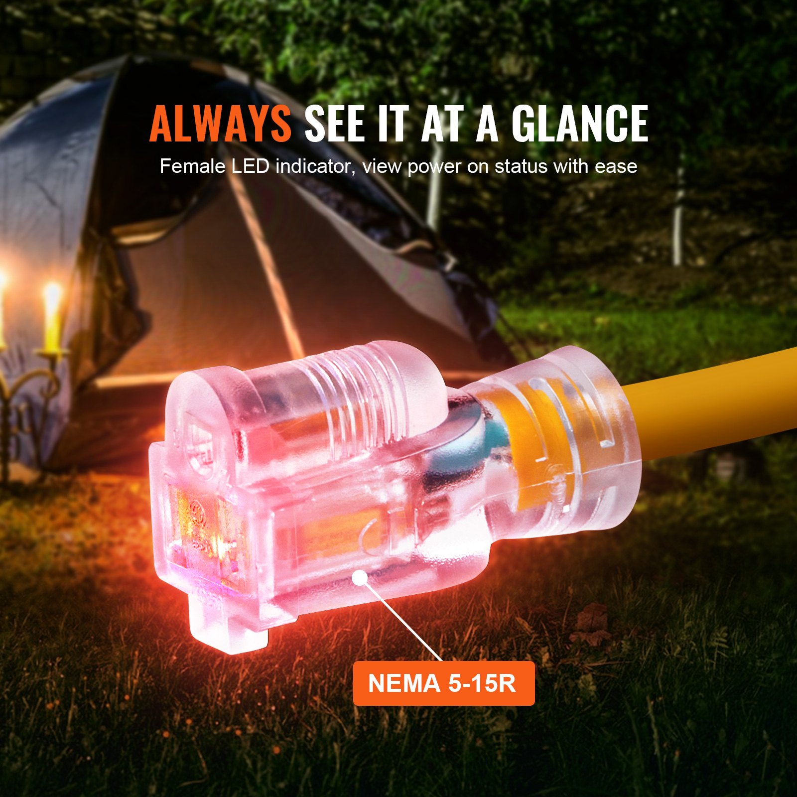 VEVOR 15-Amp Generator Extension Cord, 25 Feet, 125V 1875W Heavy Duty ...