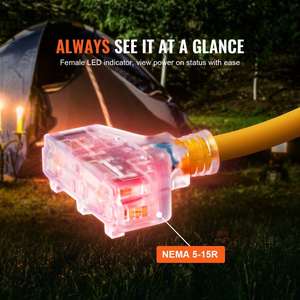 VEVOR 30-Amp Generator Extension Cord, 25 Ft, 125V 375W Heavy Duty ...