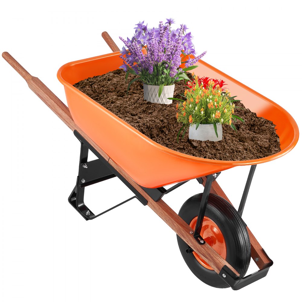 VEVOR Wheelbarrow Cart One Wheel 6 Cu Ft Garden Dump Cart 330 lbs ...
