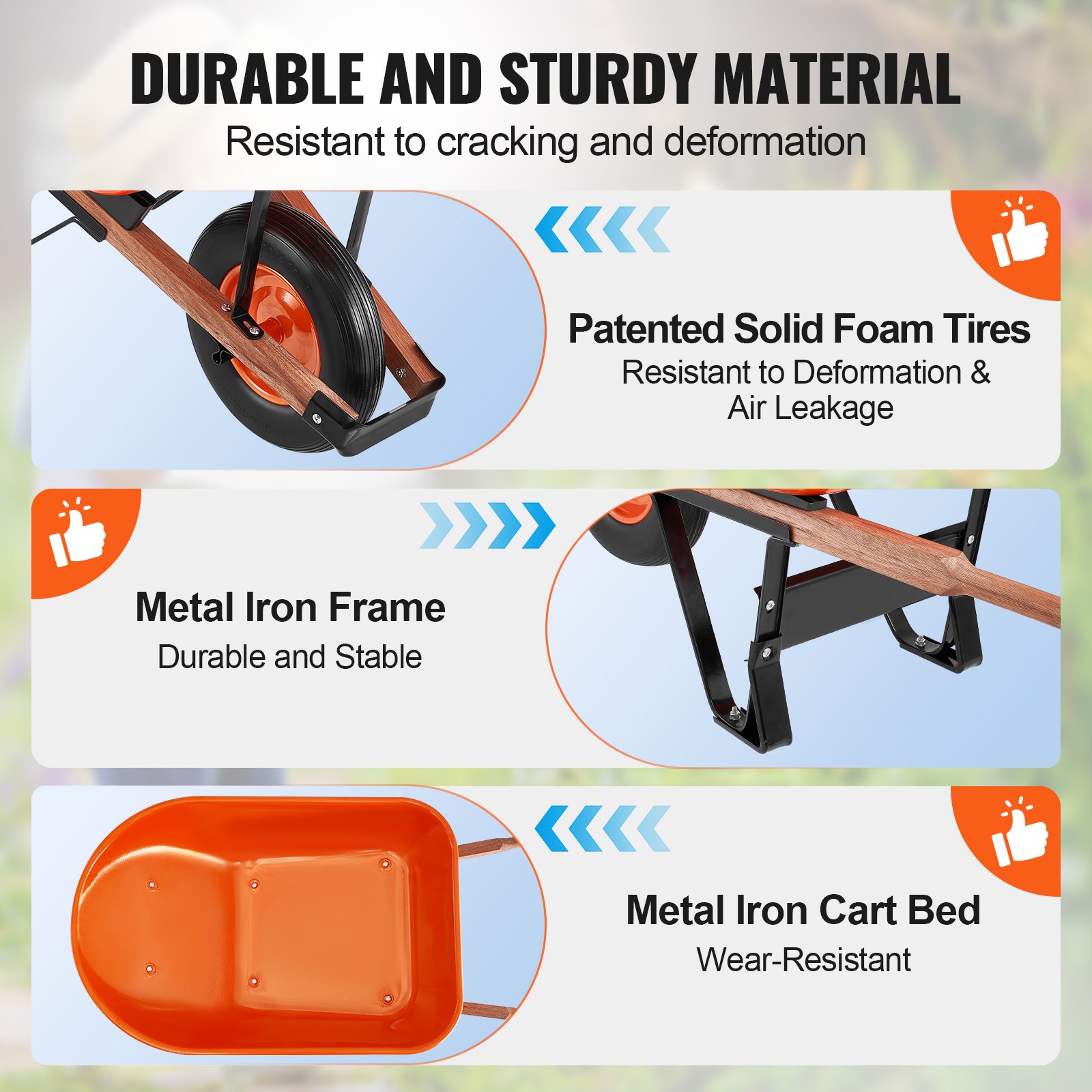 VEVOR Wheelbarrow Cart, 6 Cu. Ft. Load & 330 lbs Capacity, One Wheel ...