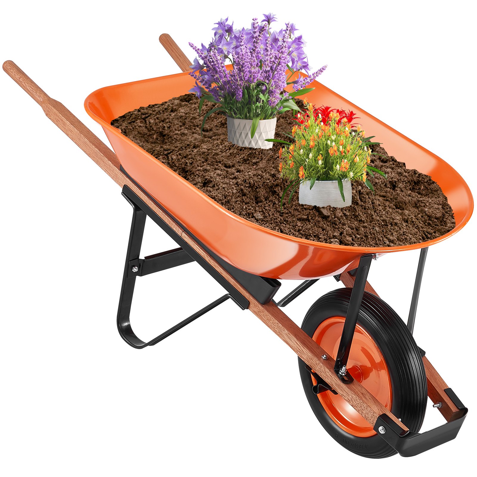 VEVOR Wheelbarrow Cart One Wheel Garden Dump Cart 330 lbs Yard Utility ...