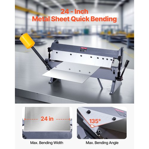 24 in Box and Pan Brake 0-135° 14 Ga Sheet Metal Bending Brake Bender 5 ...
