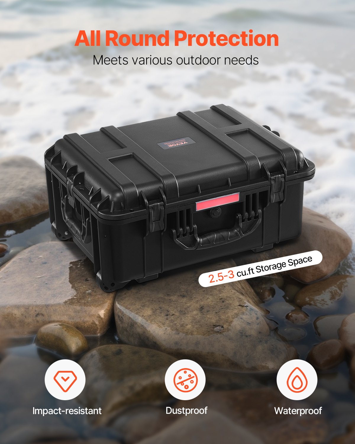 2.5 Cu.ft Rolling Weatherproof Equipment Case with Telescopic handle ...