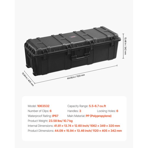 VEVOR Weatherproof Hard Case, Heavy Duty Protective Dry Box Case with ...