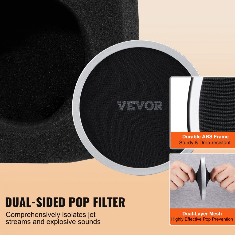 VEVOR Microphone Isolation Sphere, Dense Acoustic Foam, Wind Noise ...