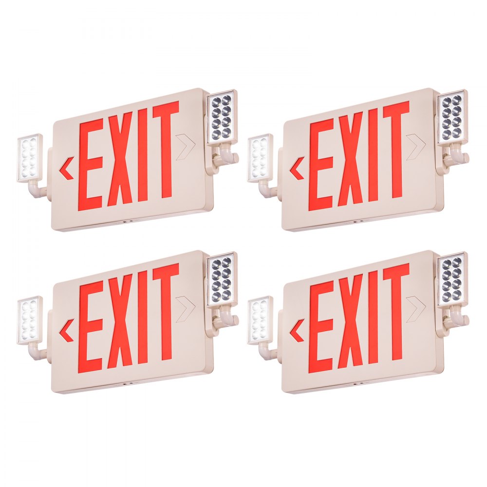 VEVOR LED Exit Sign with Emergency Lights, Two Heads Emergency Exit ...