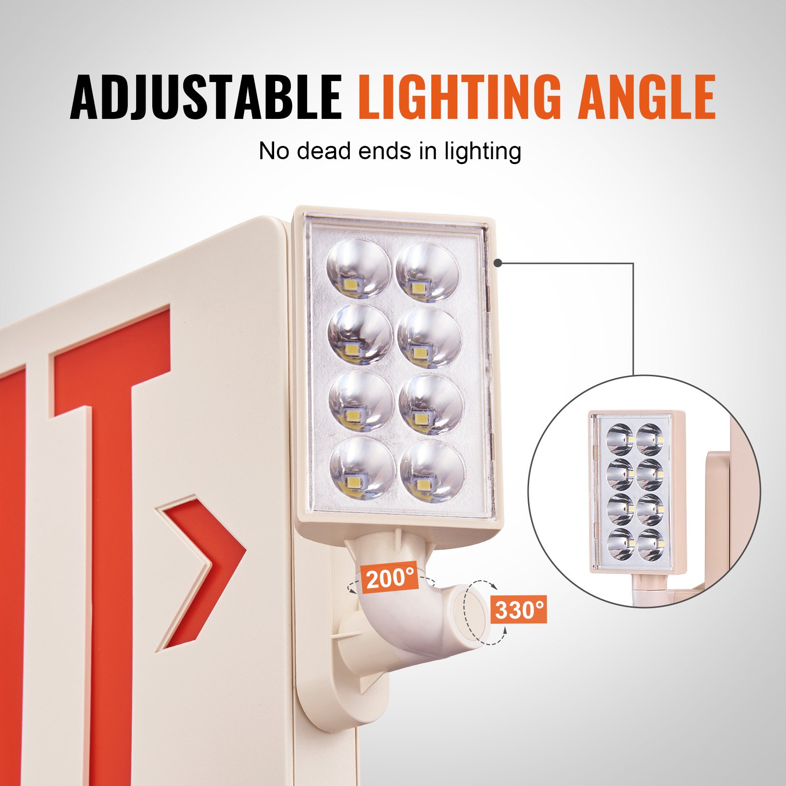 VEVOR LED Exit Sign with Emergency Lights, Two Heads Emergency Exit ...