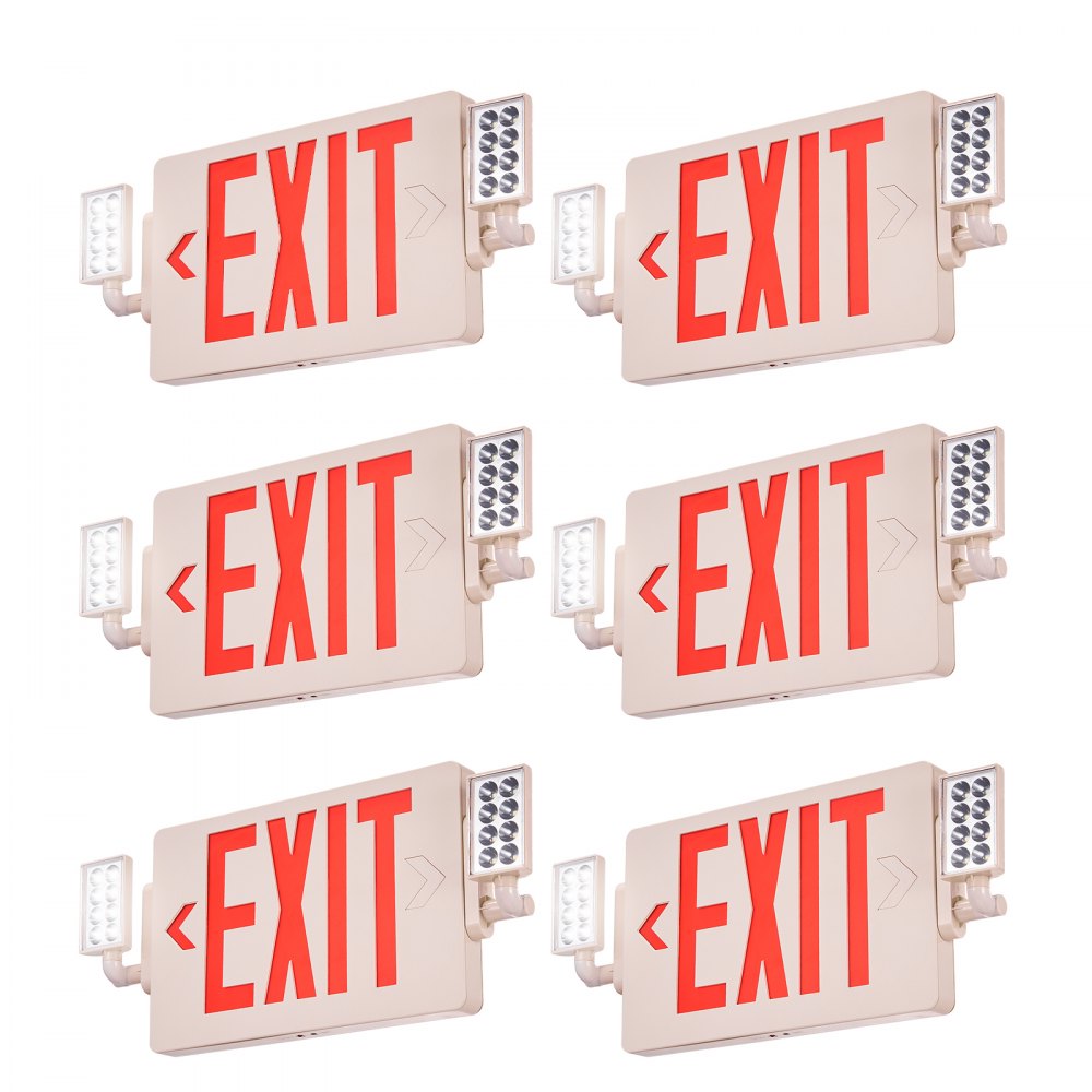VEVOR LED Exit Sign with Emergency Lights, Two Heads Emergency Exit ...