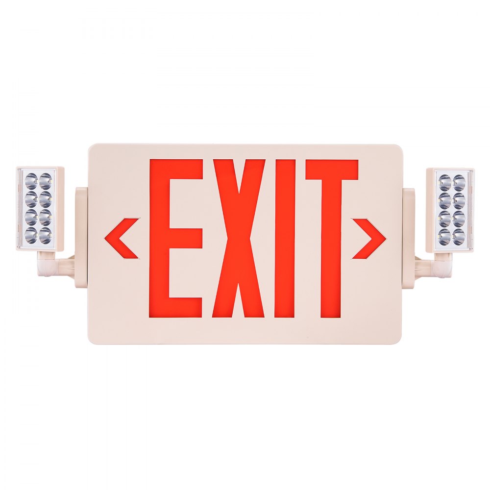 VEVOR LED Exit Sign with Emergency Lights, Two Heads Emergency Exit ...