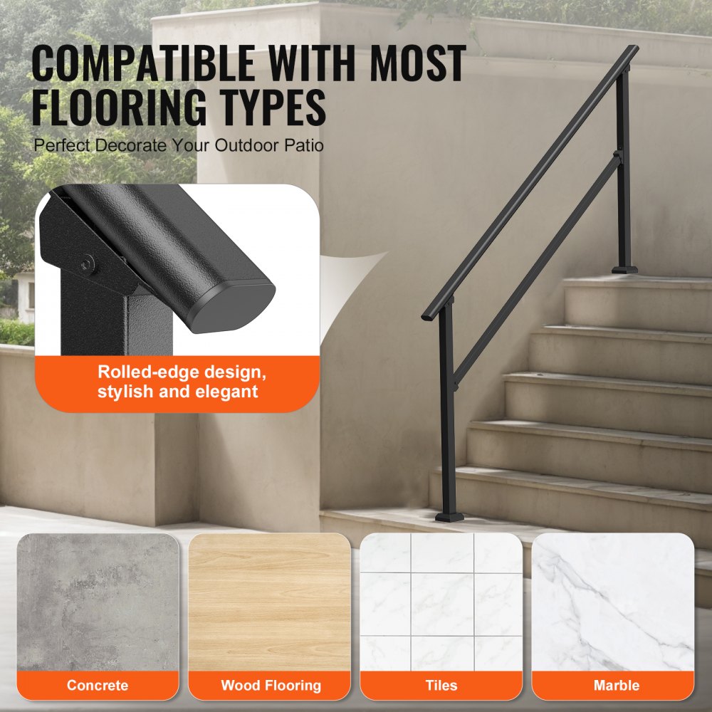 VEVOR 5 Step Handrail Kit – Adjustable 30°- 40° Angle