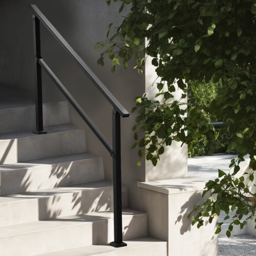 Outdoor Handrails for 4-5 Step Stairs Black Square Tube Easy Install ...