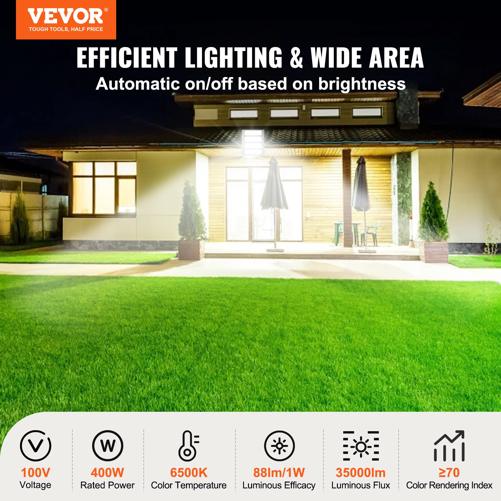 VEVOR LED Stadium Light 400W 35000LM LED Flood Light 6500K Daylight ...