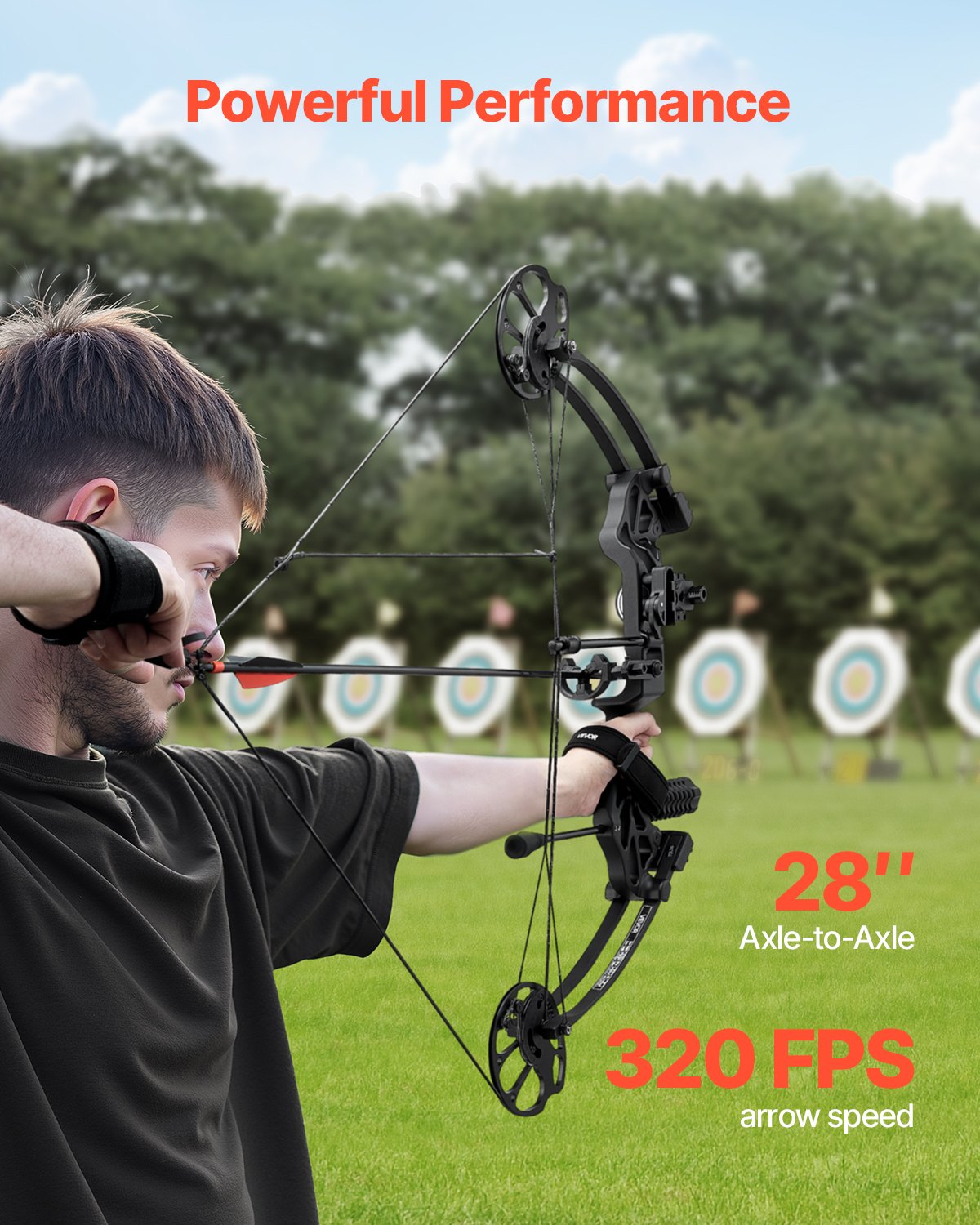 VEVOR Compound Bow Archery, Adjustable 19-30 in Draw Length Compound ...