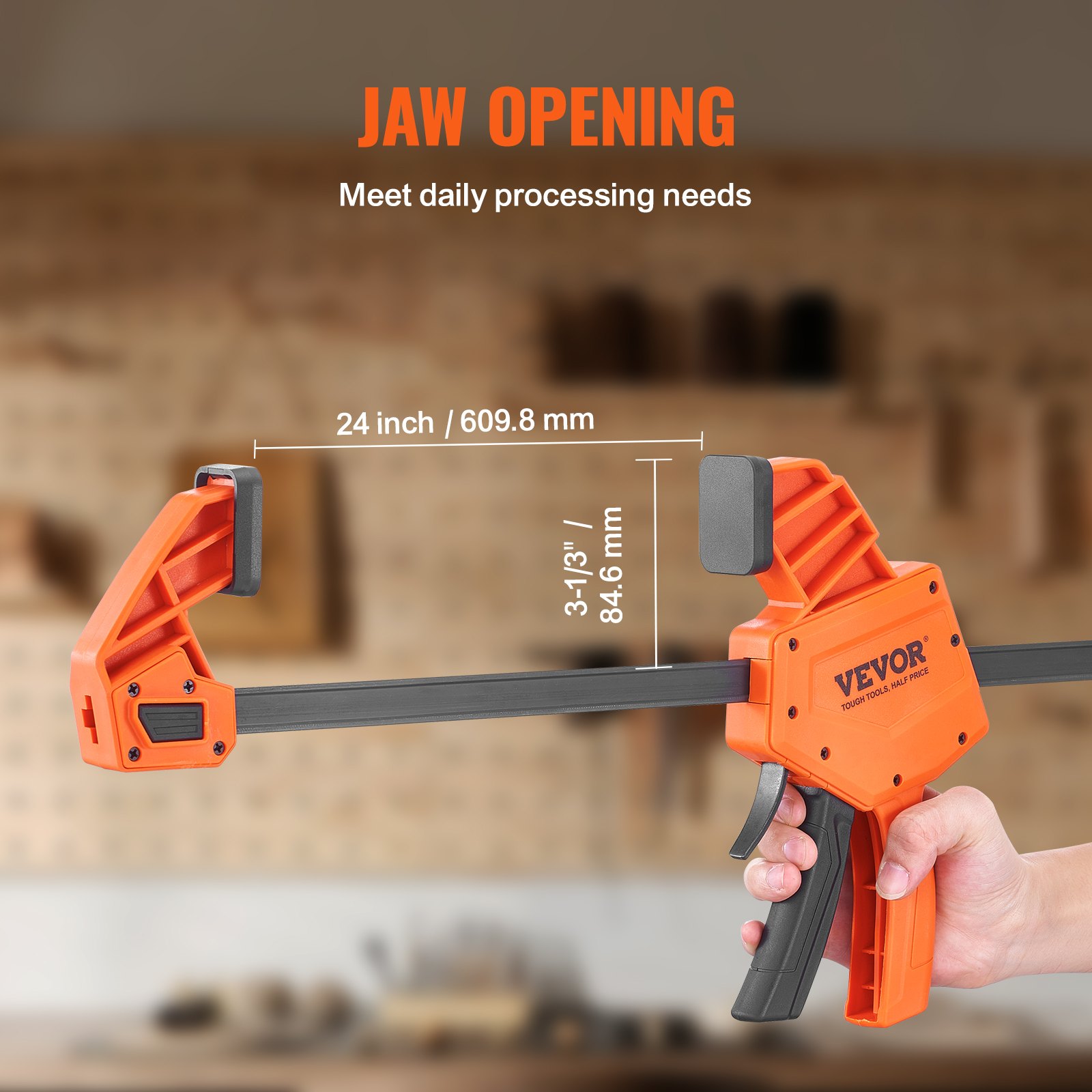 VEVOR Bar Clamps for Woodworking, 2-Pack 24" One-Handed Clamp/Spreader ...