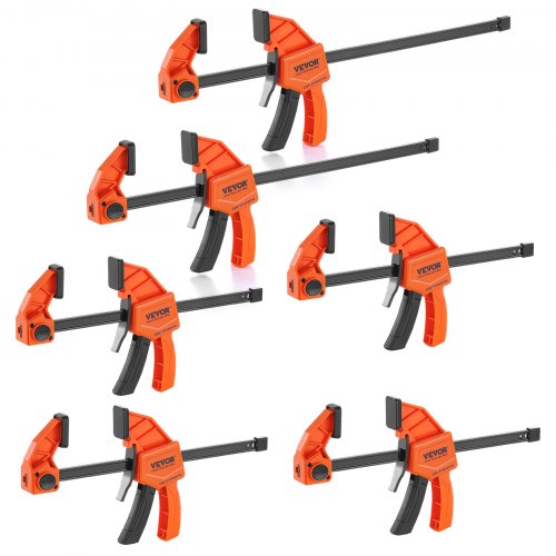 VEVOR Bar Clamps for Woodworking, 4-Pack 6" and 2-Pack 12" One-Handed ...