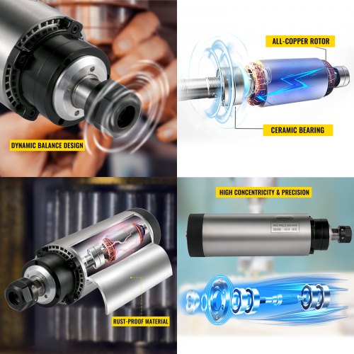 VEVOR CNC Spindle Motor Kits Air Cooled Spindle Motor 220V VFD 2.2KW ...