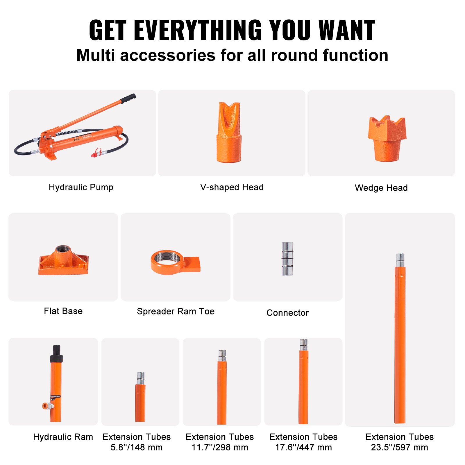 VEVOR 20 Ton Porta Power Kit, Portable Hydraulic Jack with 4.6 ft/1.4 m ...