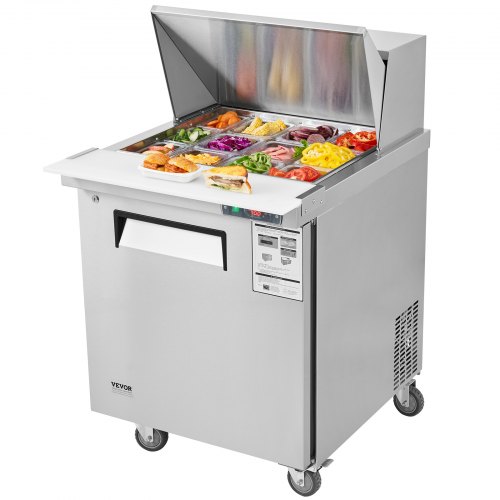 VEVOR Commercial Refrigerator 28" Sandwich Salad Prep Table 1 Door with ...