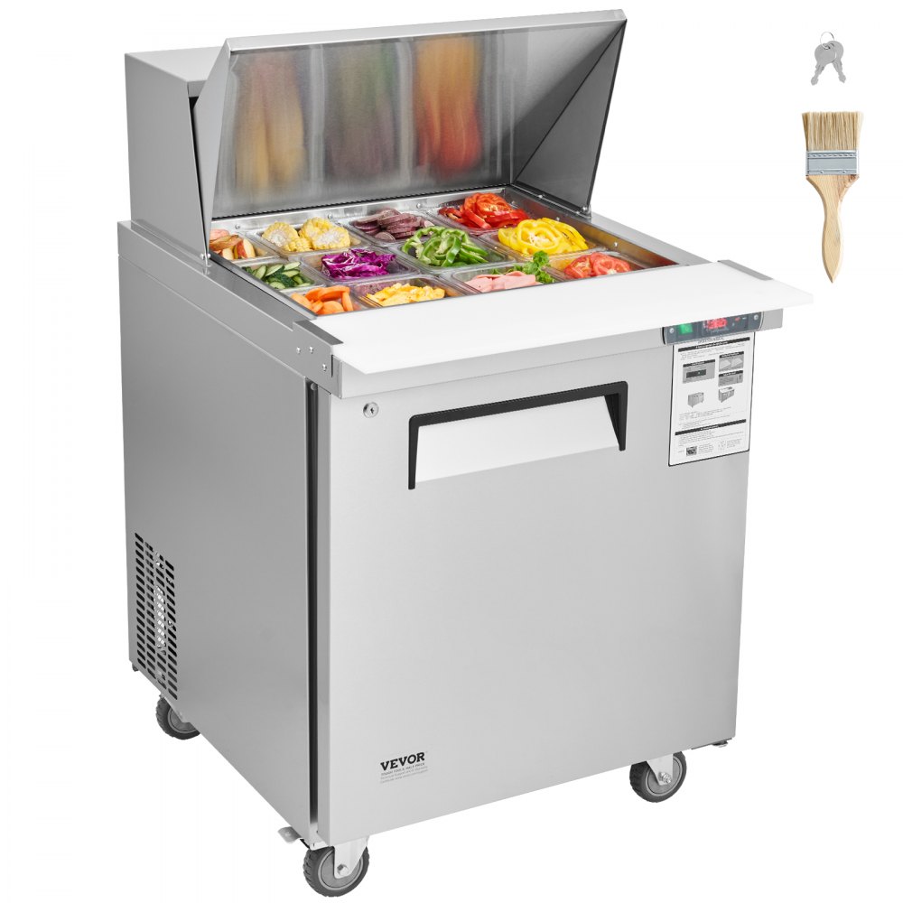 VEVOR Commercial Refrigerator 28" Sandwich Salad Prep Table 1 Door with ...
