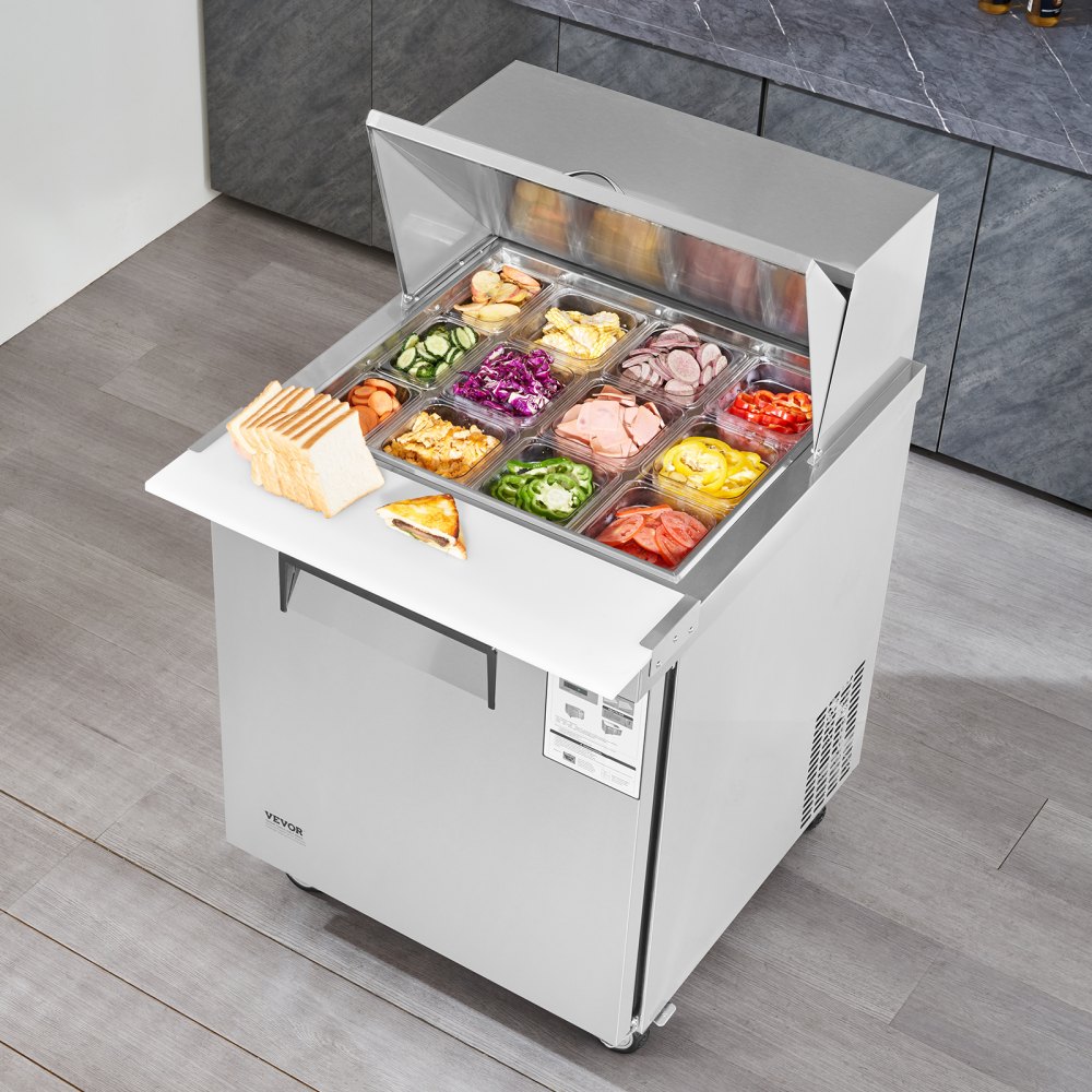 VEVOR Refrigerated Table Top | 28" Commercial Prep Cooler