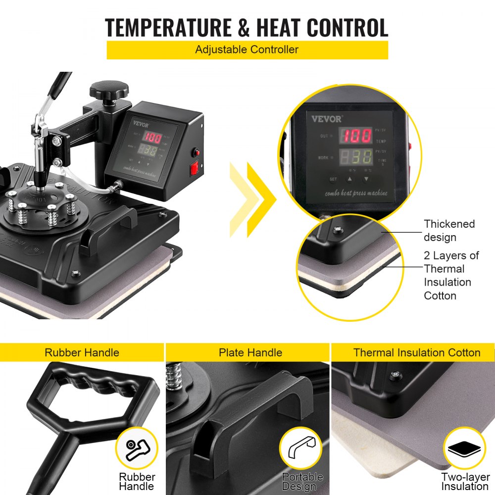 VEVOR VEVOR 1400W Heat Press Machine 8 In 1 Sublimation Steel Frame ...